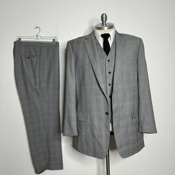 Bachrach | Suits & Blazers | Bachrach Suit 5l 40w Mens 3 Piece Gray ...